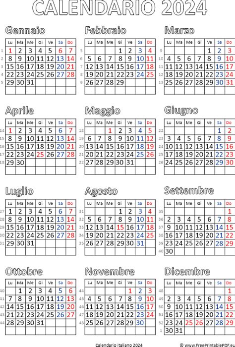 Calendario 2024 Italia Stampabile Pdf Pdf Gratuiti Da Stampare