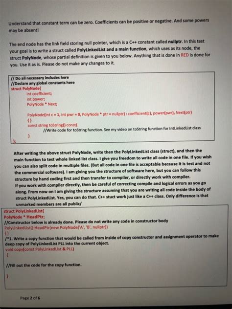 Solved Polynomial Linked List Notes 1 Use Of Arrays Is Not
