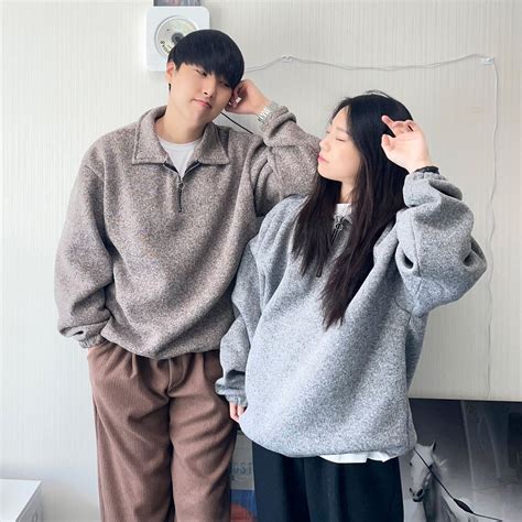 남여공용 기모 카라 반집업 울 니트 맨투맨 겨울 커플 시밀러룩 4color