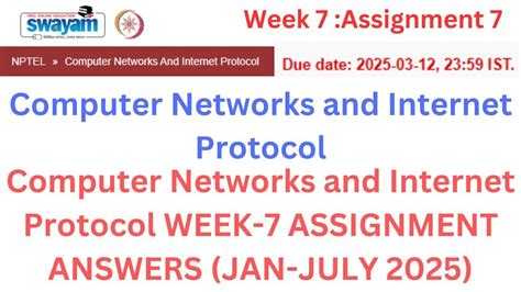 Nptel Computer Networks And Internet Protocol Week 7 Assignment