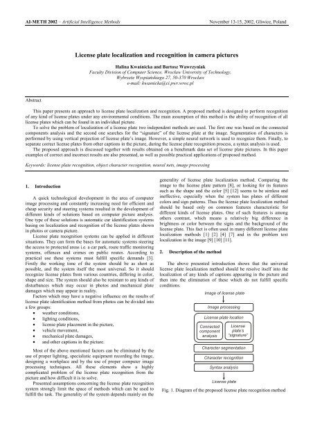 License Plate Localization And Recognition In Camera Pictures