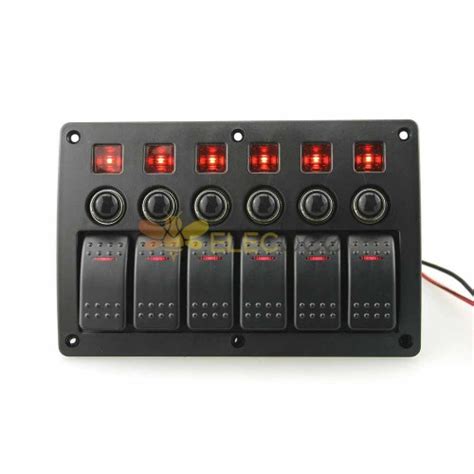 Elecbee 6 Gang Boat Rocker Switch Panel Overload Protection Vehicle Rv Electrical Panel 12 24v Red