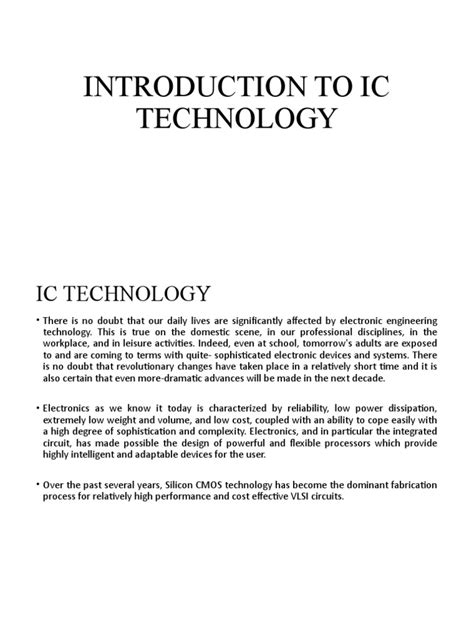 Introduction To Ic Technology Pdf Mosfet Field Effect Transistor