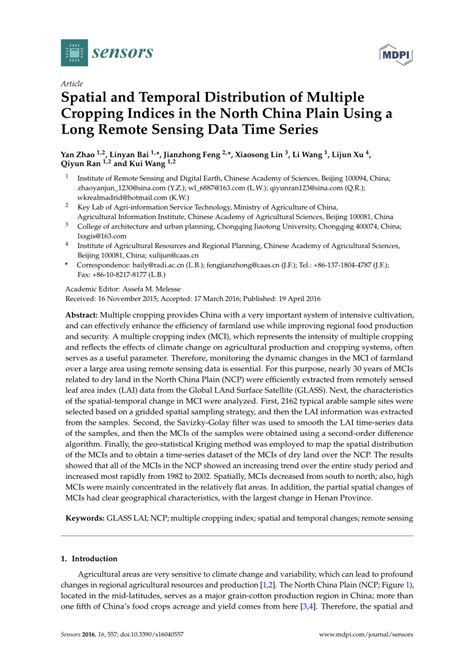 Pdf Spatial And Temporal Distribution Of Multiple Cropping Indices In The North China Plain