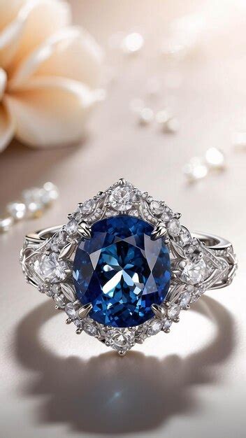 Premium Photo Luxurious Sapphire Gem Stone Golden And Silver Ring
