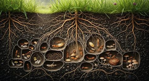 Ant Colony Underground Ecosystem Stock Illustration Illustration Of