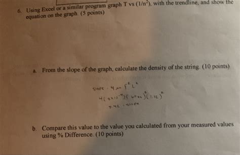 Solved Using Excel Or A Similar Program Graph T Vs 1n2