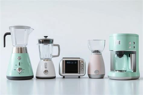 a digital clock sits next to a blender with a timer on it premium ai