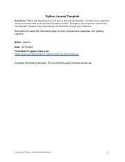 Example Python Journal Submission Pdf Python Journal Template Directions Follow The