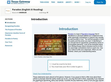 Texas Gateway Paradox English Iii Reading Unit Plan For 10th 12th