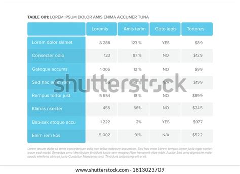 simple stylized data table layout template stock vector royalty free