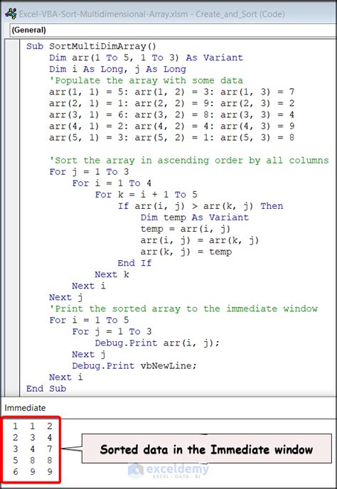 Excel VBA To Sort Multidimensional Array Methods