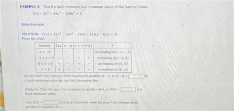 Solved EXAMPLE Find The Local Minimum And Maximum Values Chegg