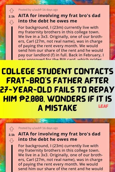 College Student Contacts Frat Bro S Father After 27 Year Old Fails To