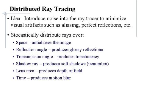 Cs 655 Distributed Ray Tracing Distributed Ray Tracing