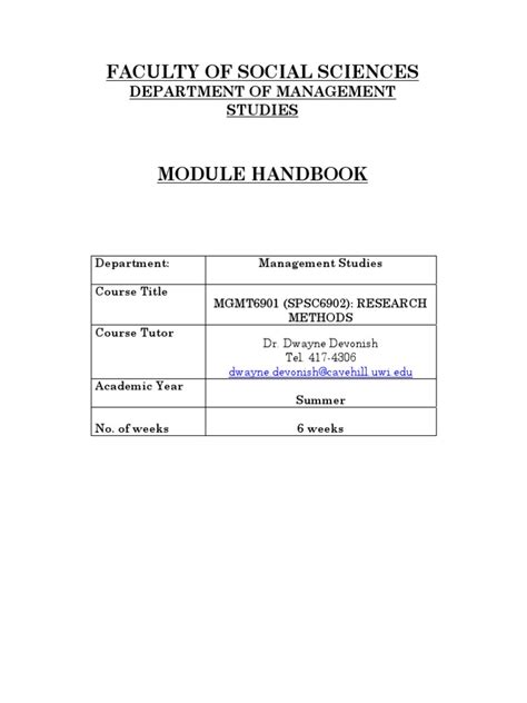 Research Methods Course Outline Mgmt6901 Summer Pdf Quantitative Research Methodology