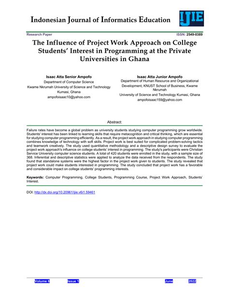 pdf indonesian journal of informatics education the influence of