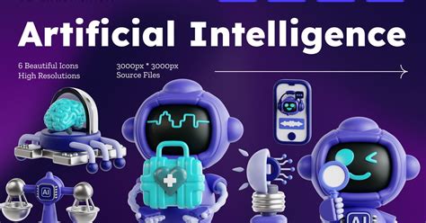 Набор 3d иконок искусственного интеллекта V 1 Объекты Включая искусственный интеллект и