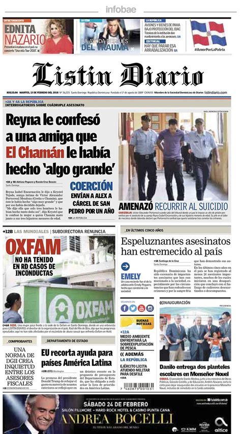 Listín Dominicana 13 De Febrero De 2018 Infobae