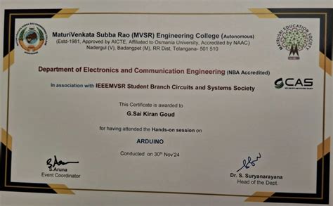 Sai Kiran Goud On Linkedin Arduino Workshopexperience Ieeemvsr Circuitsandsystems
