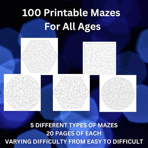 100 Maze Puzzles With 5 Different Types Of Mazes Easy To Etsy