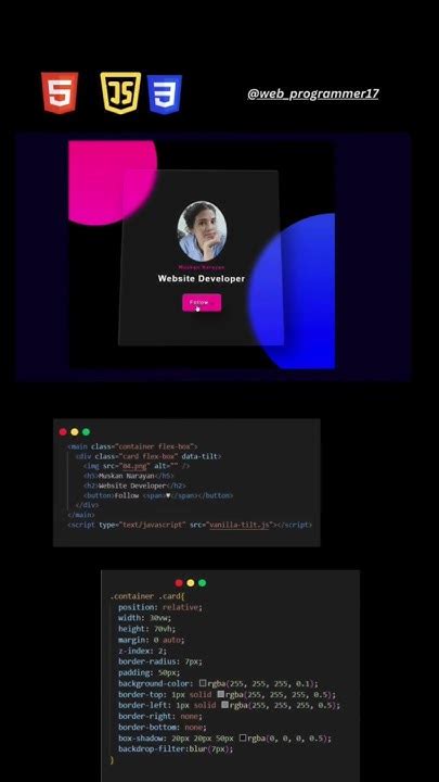 Webdeveloper Card🃏 Shorts Viral Coding Coder Webdevelopment Html