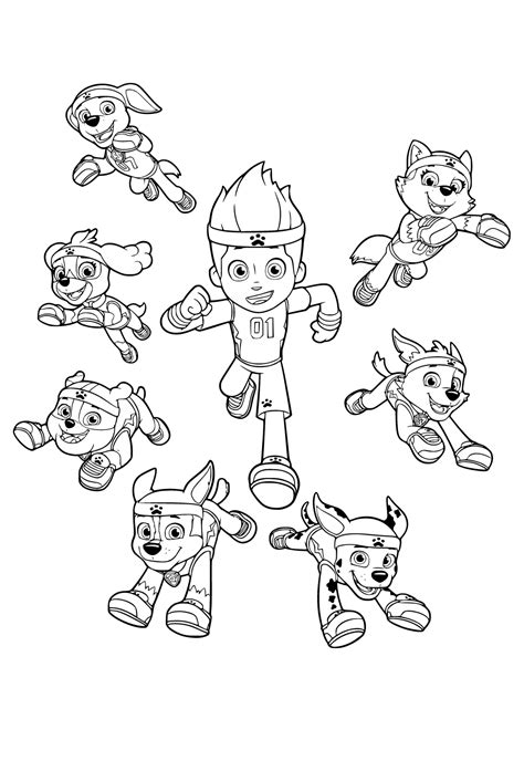 Безплатна за Печат Пес Патрул Пълен Размер Картина за Оцветяване Лист