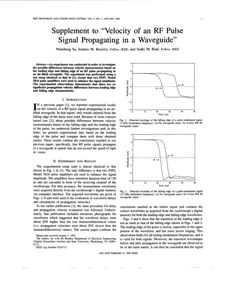 Pdf Velocity Of An Rf Pulse Signal Propagating In A Waveguide Pdf Velocity Of An Rf Pulse Signal Propagating In A Waveguide