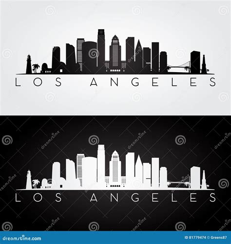 Los Angeles Skyline Silhouette Stock Vector Illustration Of Cityscape