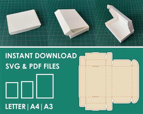 Rectangular Packaging Box Template Svg Pdf 8 5x11 A4 A3 Sheet Instant Download Etsy