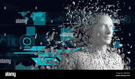 Composition Of Exploding Human Bust Formed With White Particles