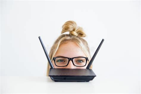 Girl Working With Wifi Stock Photo Image Of Plug Connect 105268826