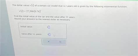Solved The Dollar Value V T Of A Certain Car Model That Is