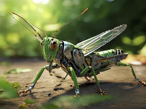 Grasshopper Robot With Detail And Blurred Background Stock Illustration