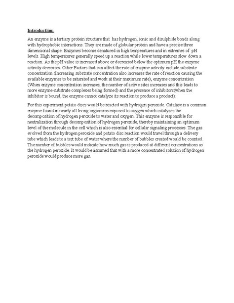 Enzyme Intro Na Introduction An Enzyme Is A Tertiary Protein