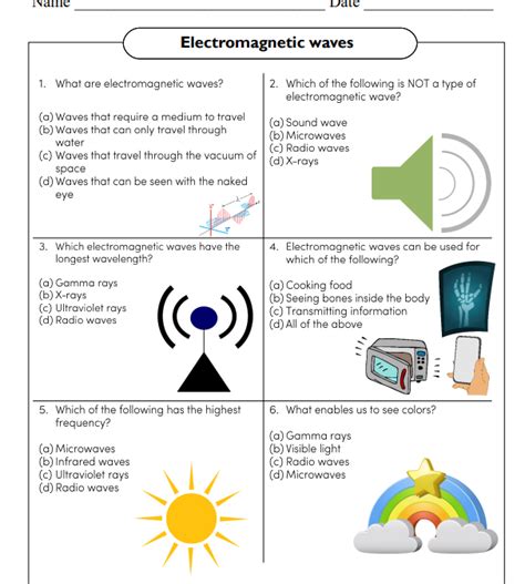 Electromagnetic Waves Physics Worksheet