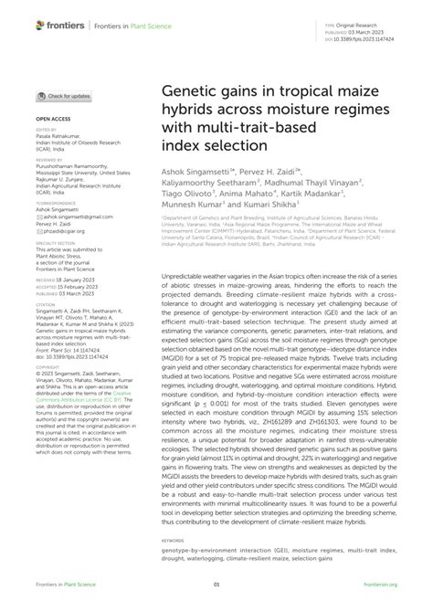 pdf genetic gains in tropical maize hybrids across moisture regimes