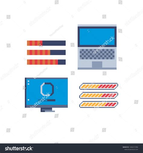Progress Loading Bar Pixel Art Icons Stock Vector Royalty Free Shutterstock