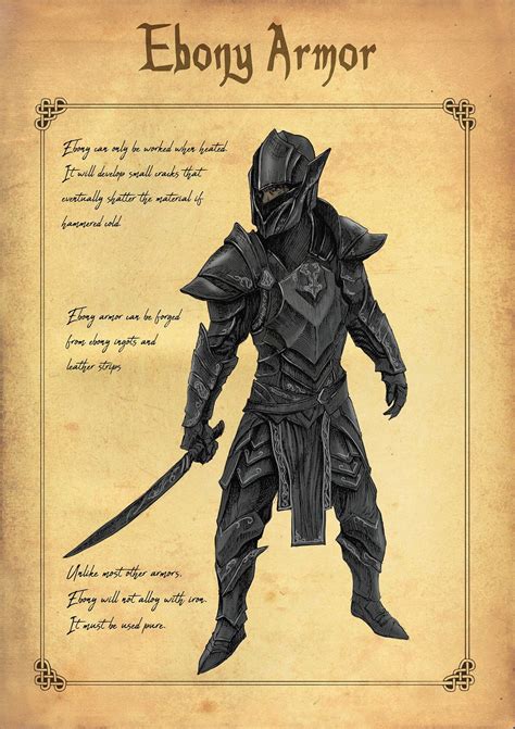 Elder Scrolls Skyrim Ebony Armor Sketch Signed Art Print Etsy