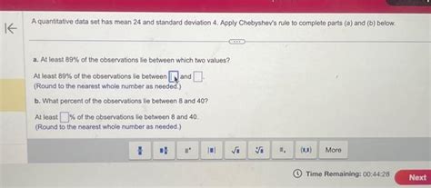 solved a quantitative data set has mean 24 and standard