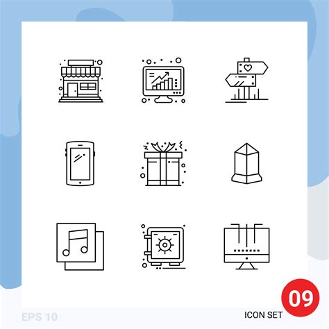 9 Thematic Vector Outlines And Editable Symbols Of Box Android Dierection Mobile Phone Editable
