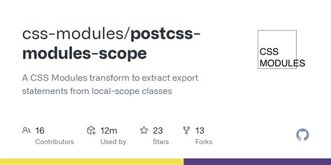 GitHub Css Modules Postcss Modules Scope A CSS Modules Transform To Extract Export Statements