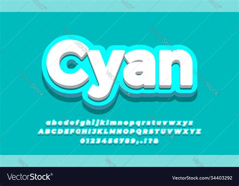 Cyan Light 3d Color Text Effect Royalty Free Vector Image