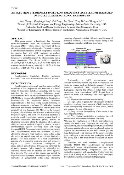 Pdf Molecular Electronic Transducer Based Low Frequency Accelerometer