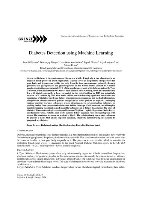 PDF Diabetes Detection Using Machine Learning