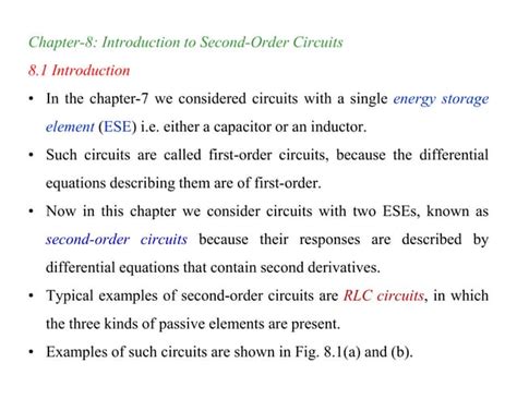 Second Order Circuits Linear Circuit Analysis Pdf