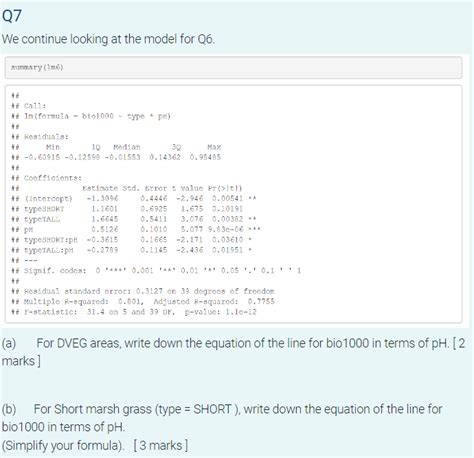 Solved We Continue Looking At The Model For Q6 Sunmary