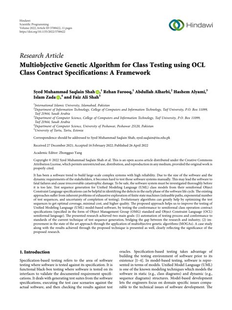 Pdf Multi Objective Genetic Algorithm For Class Testing Using Ocl