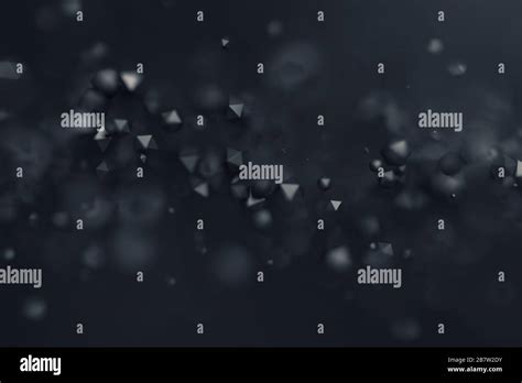 Abstract D Rendering Of Chaotic Low Poly Particles Flying Polygonal Spheres In Empty Space