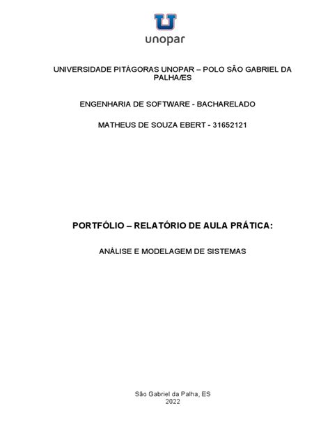 Portfólio Análise E Modelagem De Sistemas Pdf Linguagem De